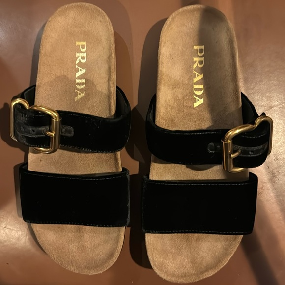 Prada | Shoes | Prada Velvet Slides | Poshmark